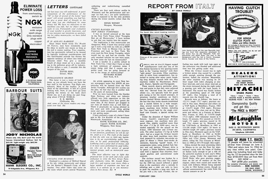 Report From Italy | Cycle World | FEBRUARY 1964
