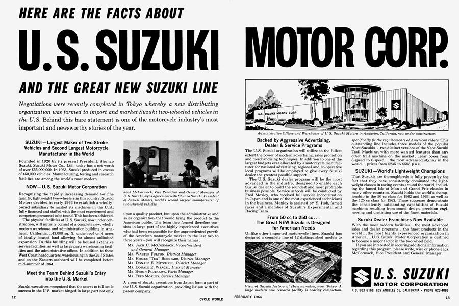 U. S. Suzuki Motor Corporation | Cycle World | FEBRUARY 1964