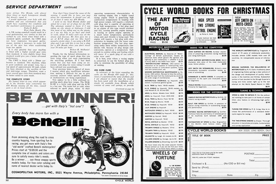 Cosmopolitan Motors, Inc.: Benelli | Cycle World | JANUARY 1967