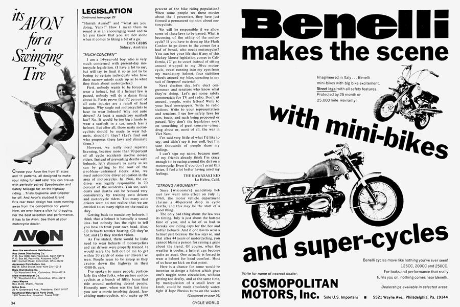 Cosmopolitan Motors, Inc.: Benelli | Cycle World | APRIL 1969