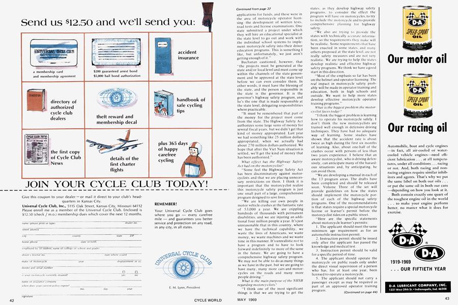 D-A Lubricant Company, Inc.: Speed-Sport Oil | Cycle World | MAY 1969