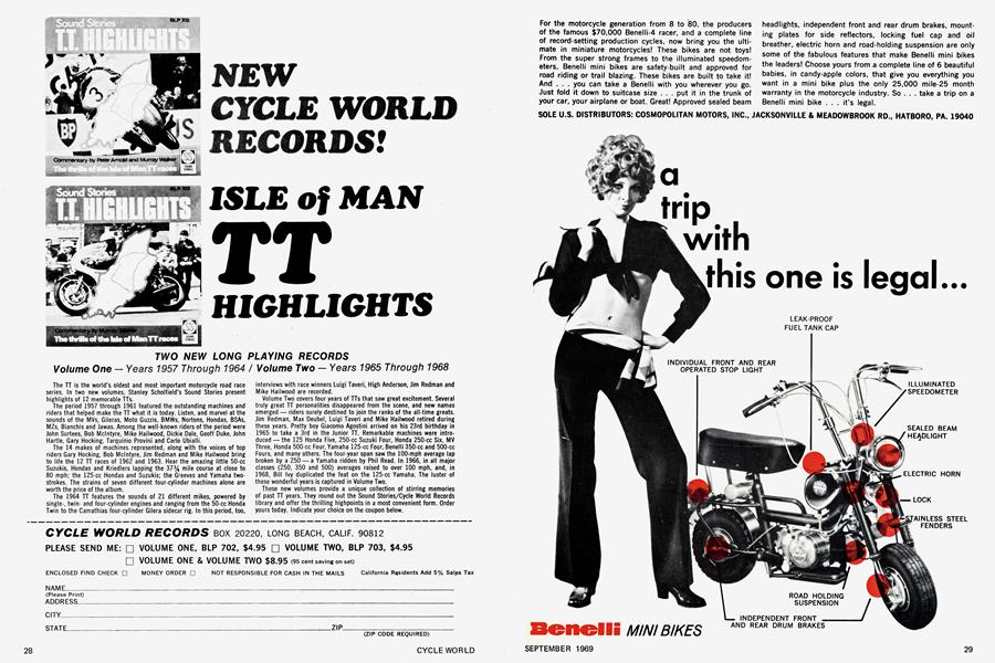 Advertisement: Cycle World Records | Cycle World | SEPTEMBER 1969