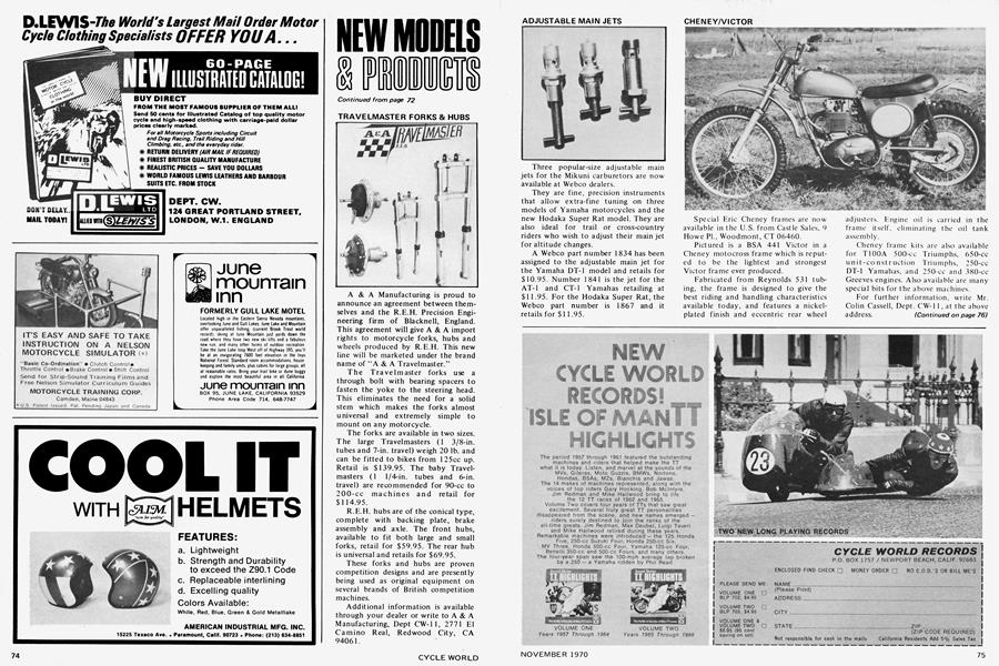Advertisement: Cycle World Records | Cycle World | NOV. 1970