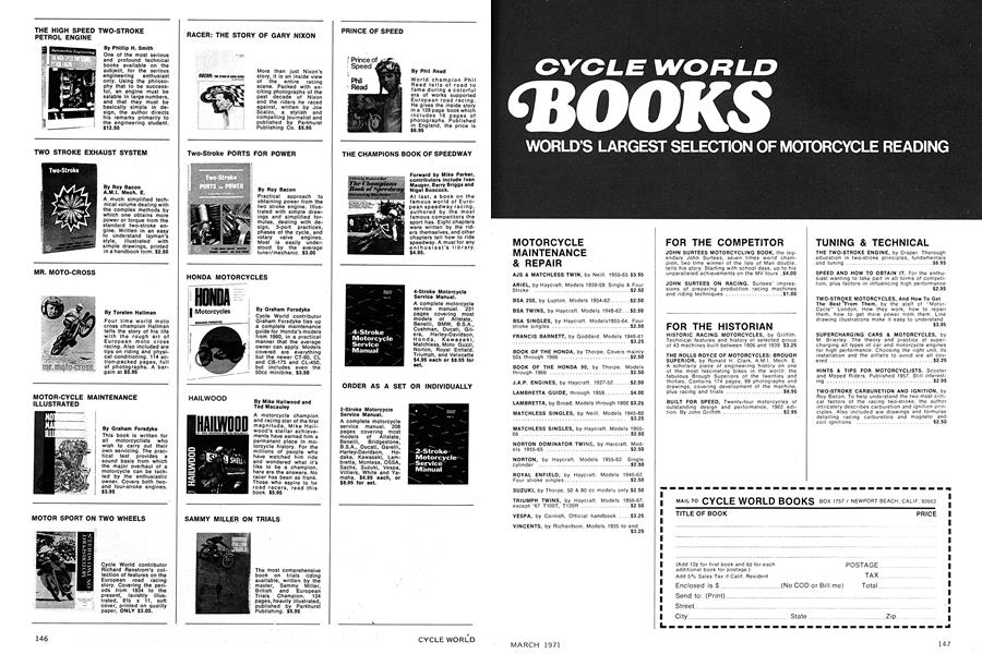 Advertisement: Cycle World Books | Cycle World | MAR 1971