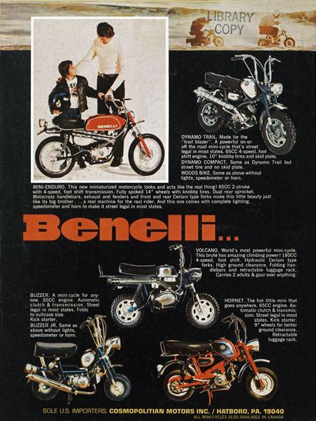 Cosmopolitian Motors Inc.: Benelli | Cycle World | JUNE 1971