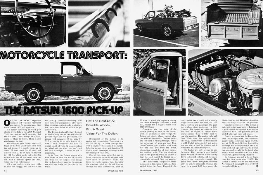 Motorcycle Transport: the Datsun 1600 Pick-Up | Cycle World | FEB 1972