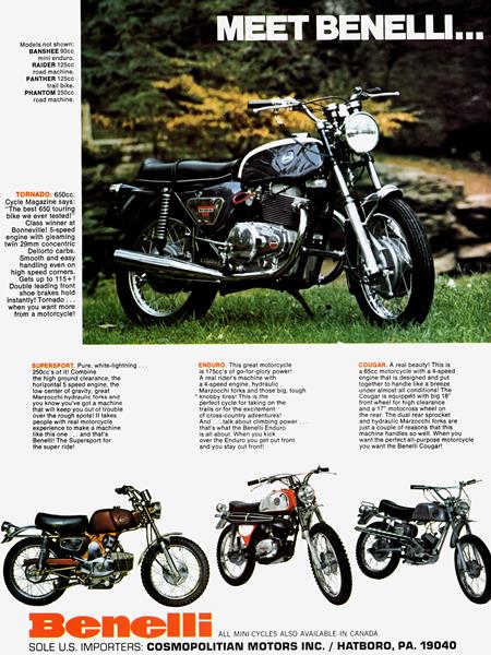 Cosmopolitian Motors Inc.: Benelli | Cycle World | APR 1972