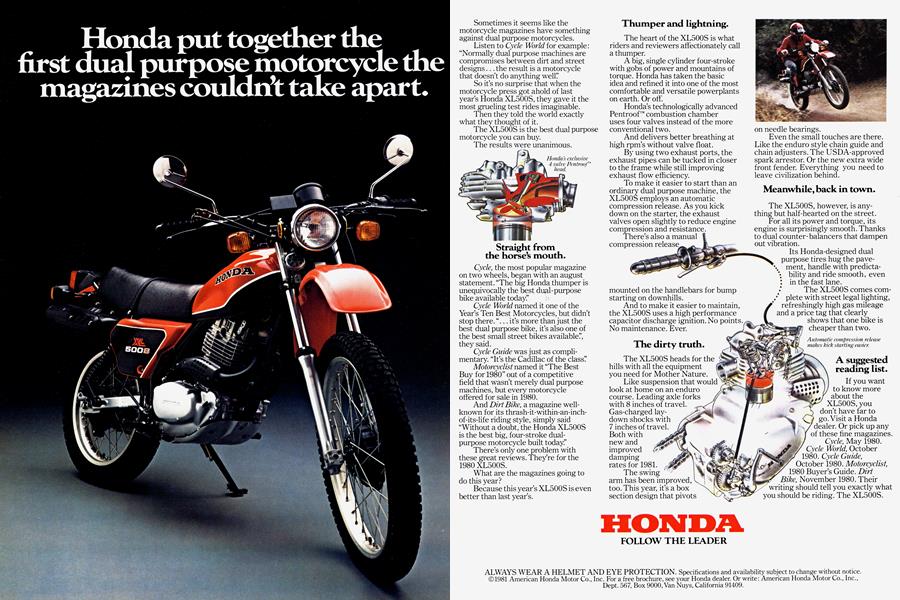American Honda Motor Co., Inc.: Xl500s | Cycle World | APRIL 1981