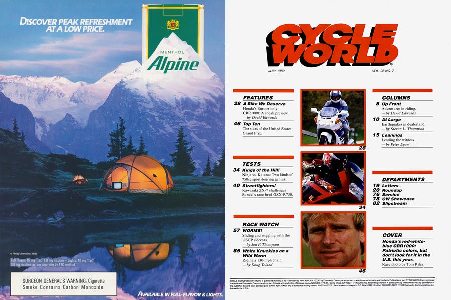 Philip Morris Inc.: Menthol Alpine | Cycle World | JULY 1989