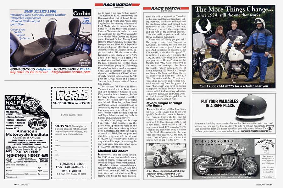 American Motorcycle Institute | Cycle World | FEBRUARY 1996
