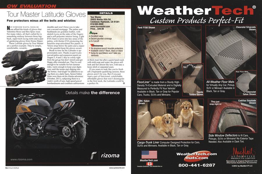 Weathertech | Cycle World | MARCH 2012