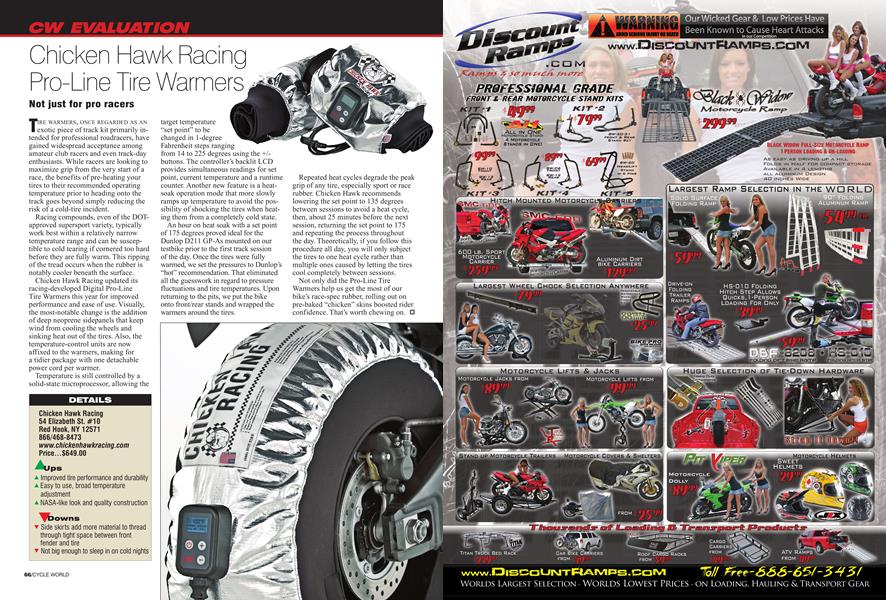Chicken Hawk Racing Pro-Line Tire Warmers | Cycle World | NOVEMBER 2012