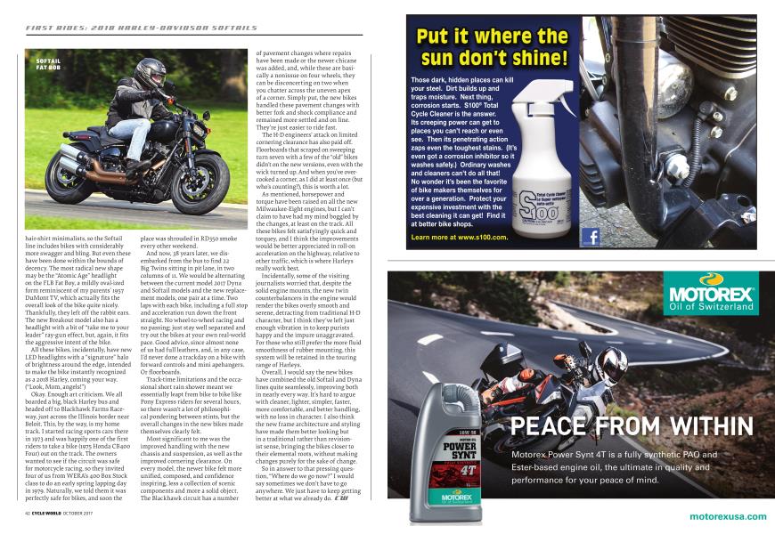Motorex | Cycle World | OCTOBER 2017