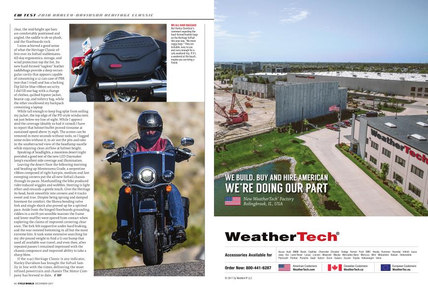Weather Tech | Cycle World | DECEMBER 2017